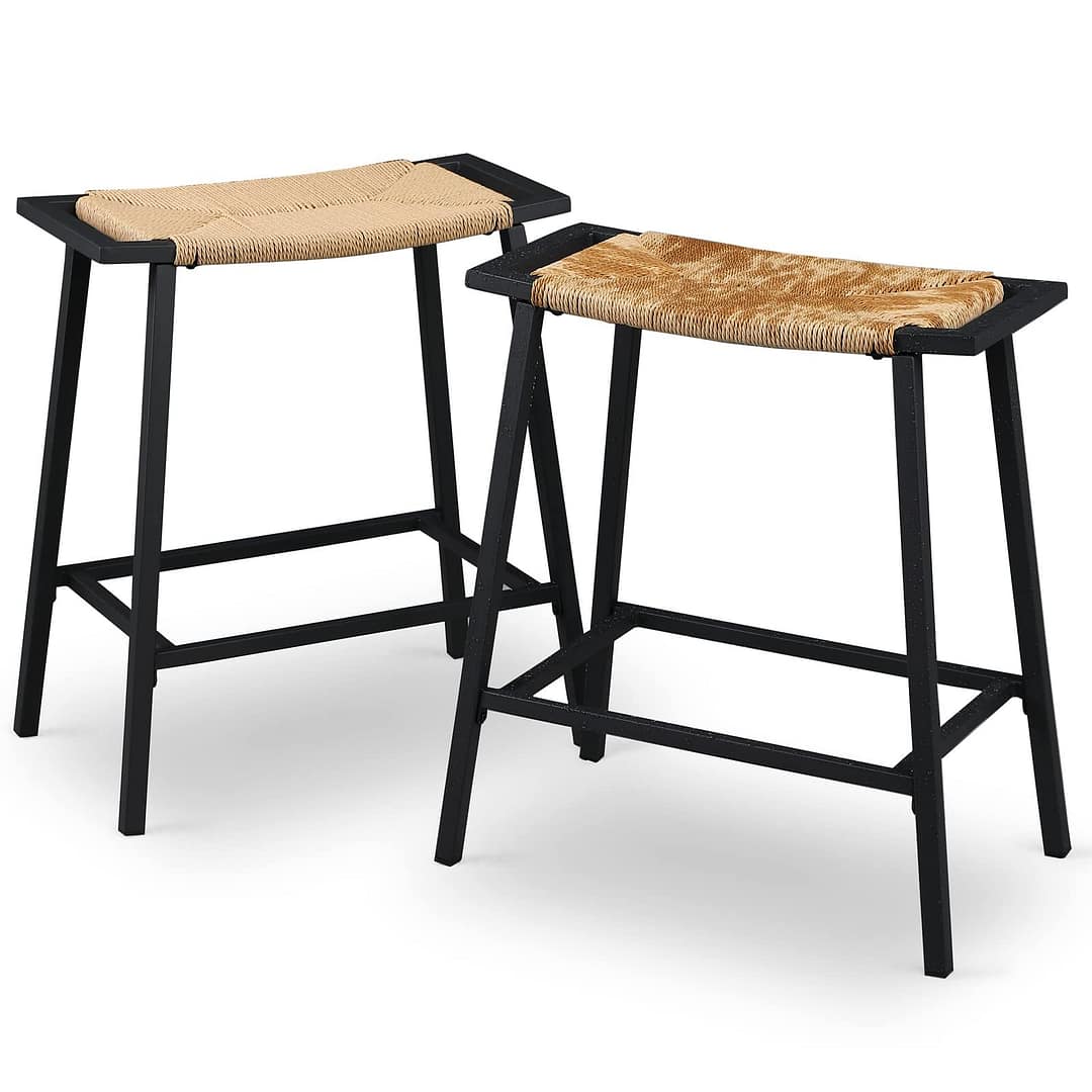 Backless Wicker Bar Stools for Kitchen Counter Set of 2 - Bestyle ...